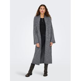 Longstrickjacke Only "ONLAZU LS COATIGAN CC KNT", Damen, Gr. L, medium grau melange, Strick, Obermaterial: 49% Polyester, 21% Nylon, 21% Polyacryl, 7% Wolle, 2% Elasthan, unifarben, regular fit lang, V-Ausschnitt, Strickjacken Longstrickjacke