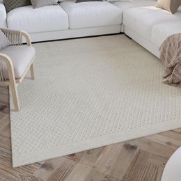 Wollteppich Wecon Home "Hamptons THIRTYEIGHT", beige (creme wei&szlig;), B:80cm H:11mm L:230cm, Schurwolle, Teppiche, Wollteppich, L&auml;ufer, Schurwolle, Kurzflor, Wohn- & Schlafzimmer, elegant, Waben