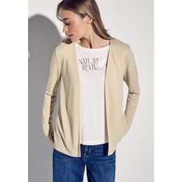 Shirtjacke Street One "NETTE", Damen, Gr. 34, beige (cotton beige), Jersey, Obermaterial: 60% Viskose, 40% Polyester, unifarben, regular fit taillenbedeckt, Shirts Shirtjacke, im Strick Look