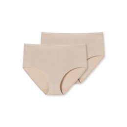 Midislip Schiesser "Modal Essentials", Damen, Gr. 46, beige (410, sand), Single Jersey, Obermaterial: 80% Modal, 10% Elasthan, 10% Polyester, k&ouml;rpernah, Unterhosen Midislip, Glanzgarn-Details, weicher Bund, Basic