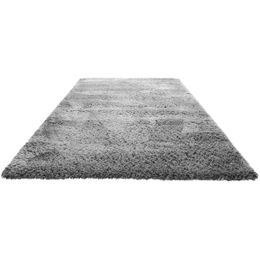 Hochflor-Teppich HOMIE LIVING "Matteo HL-0961", grau (grau, grau), B:133cm H:50mm L:200cm, Polyester, Teppiche, Hochflor-Teppich, 100% recyceltem PET, Langflor, Shaggy, Wohnzimmer