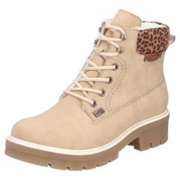 Winterstiefelette Rieker, Damen, Gr. 40, hellbeige, leo, Lederimitat, Textil, Schuhe Winterstiefelette, Winterboots, Schn&uuml;rboots mit wasserabweisender RiekerTEX-Membran