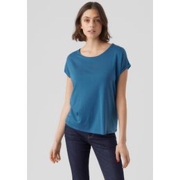 V&eacute;ro Moda Rundhalsshirt VERO MODA "VMAVA PLAIN SS TOP GAJRS NOOS", Damen, Gr. M, blau (moroccan blau), Jersey, Obermaterial: 95% Lyocell (TENCEL&trade;), 5% Elasthan, unifarben, regular fit normal, Rundhals, Shirts Rundhalsshirt, Materialmix, regular fit
