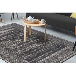 Teppich Kayoom "Kalea 325", grau, B:120cm H:8mm L:170cm, Polyester, Teppiche, Teppich, Flachgewebeteppich mit Relief-Design, Used-Look, moderne Farben
