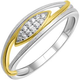 Silberring Firetti "Schmuck Geschenk Silber 925 Fingerring Ring bicolor" Gr. 56, gold (silberfarben, gelbgoldfarben, kristallwei&szlig;), Fingerringe, Damen, 56, Silber 925 (Sterlingsilber), 2,4mm, Silberring, mit Zirkonia (synth.)