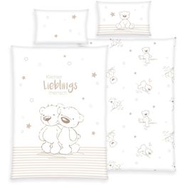 Kinderbettw&auml;sche OTTO HOME "Kleiner Liebling in Gr. 100x135 und 135x200 cm", beige, B/L: 100cm x 135cm, 1 Stk., 1 Stk., Renforc&eacute;, B/L: 60cm x 40cm, 2 Stk., Renforc&eacute;, Obermaterial: 100% Baumwolle, Bettw&auml;sche, Kinderbettw&auml;sche, aus Baumwolle, mit niedlichem B&auml;renmotiv & Schriftzug, Babybettw&auml;sche