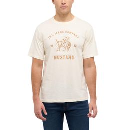 Kurzarmshirt Mustang "Herren Style Austin", Herren, Gr. 4XL, sanftes wei&szlig;, Jersey, 100% Baumwolle, Rundhals, Shirts Kurzarmshirt