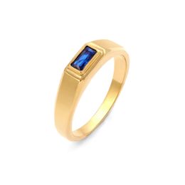 Siegelring Kuzzoi "Ring Siegelring Rechteck Synthetischer Saphir Blau 925 Sterling Silber" Gr. 64, gold, Fingerringe, Herren, 64, Silber 925 (Sterlingsilber), Siegelring