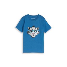 T-Shirt Tom Tailor, Jungen, Gr. 128/134, federal blau, Jersey, Obermaterial: 100% Baumwolle, bedruckt, regular fit normal, Rundhals, gerader Abschluss, Shirts T-Shirt, mit Print