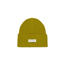 Marc O'Polo Beanie MARC O'POLO, Damen, khaki, Rippstrick, Baumwolle, unifarben, M&uuml;tzen Beanie, breiter Umschlag, Markenlabel, Rippstrick