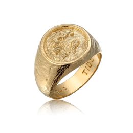 Siegelring HAZE & GLORY "Ring Siegelring Tide Wellen Motiv 925 Silber" Gr. 64, gold, Fingerringe, Herren, 64, Silber 925 (Sterlingsilber), Siegelring