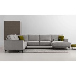 Wohnlandschaft OTTO HOME "OLAND U-Form, XXL, B: 342 cm, Skandi-Design", grau (light grau), B:342cm H:85cm T:260cm, 100% Polyester, Sofas, Wohnlandschaft, Skandi-Design in Struktur, Flachgewebe, Luxus-Microfaser, Boucle