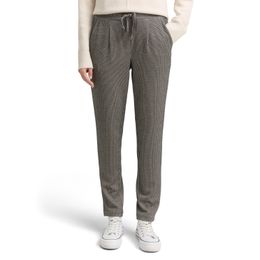 Stoffhose Tom Tailor, Damen, Gr. 42, L&auml;nge 32, schwarz beige, Web, Obermaterial: 56% Viskose, 40% Polyester, 4% Elasthan. Futter: 50% Baumwolle, 50% Polyester, Jacquardmuster, slim fit lang, Hosen Stoffhose, mit elastischem Bund