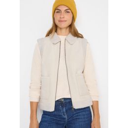 Pl&uuml;schweste Cecil, Damen, Gr. L (42), light greige, Web, Obermaterial: 100% Polyester, unifarben, l&auml;ssig geschnitten h&uuml;ftbedeckend, Rundhals, Westen Pl&uuml;schweste, mit Teddy Futter und Rei&szlig;verschluss