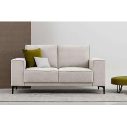 2-Sitzer OTTO HOME "Kompaktsofa Oland, Struktur, Flachgewebe, Luxus-Microfaser, Boucle", braun (latte), B:164cm H:85cm T:83cm, 100% Polyester, Sofas, 2-Sitzer, 164 cm, Wellenunterfederung, Skandi-Design, Metallf&uuml;&szlig;e