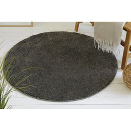 Hochflor-Teppich OTTO HOME "Yvaine", grau, H:25mm &Oslash;:120cm, Polyester, Teppiche, Hochflor-Teppich, Langflor, Shaggy, dichter weicher Hochflor, meliert, Wohnzimmer