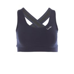 Sport-Bustier WINSHAPE "WVR4", Damen, Gr. XS, Normalgr&ouml;&szlig;en, blau (night blau), Obermaterial: 90% Baumwolle, 10% Elasthan, BHs Sport-Bustier, mit offenem &bdquo;Drop Back Design&ldquo;