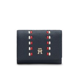 Geldb&ouml;rse Tommy Hilfiger "TH ICON TRIFOLD CORP", Damen, dunkelblau, Lederimitat, Kleinlederwaren Geldb&ouml;rse, Damen Geldbeutel, Portemonnaie mit TH-Logoelement
