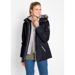 Winterjacke bonprix "Winterjacke in 2-in1 Optik", Damen, Gr. 36, schwarz, Web, Obermaterial: 100% Polyester. Futter: 100% Polyester. Kapuzenfutter: 100% Polyester, unifarben, slim fit Po-bedeckend, Rundhals, B&uuml;ndchen, Jacken Winterjacke, mit 2-in-1 Optik, mit integriertem Fleeceeinsatz, Slim fit Passform