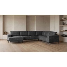 Wohnlandschaft OTTO HOME "OLAND U-Form, XXL, B: 342 cm, Skandi-Design", grau (anthrazit), B:342cm H:85cm T:260cm, 100% Polyester, Sofas, Wohnlandschaft, Skandi-Design in Struktur, Flachgewebe, Luxus-Microfaser, Boucle
