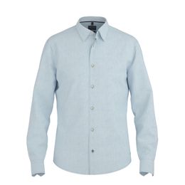 Leinenhemd OLYMP, Damen, Gr. XXL, N-Gr, hellblau, Leinenmischung, Obermaterial: 100% Leinen, meliert, unifarben, regular fit normal, 1-Knopf-Manschette mit Schlitz, Hemden Leinenhemd, Kentkragen, casual