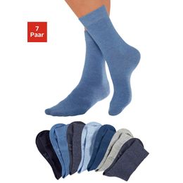 Basicsocken Lavana, Damen, Gr. 35-38, blau (jeans), Baumwolle, Elasthan, Polyamid, melange, elastisch, Socken Basicsocken, mit druckfreiem B&uuml;ndchen