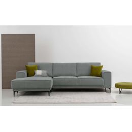 Ecksofa OTTO HOME "Polsterecke Oland, Struktur, Flachgewebe, Luxus-Microfaser, Boucle", grau (dunkelgrau), B:280cm H:85cm T:152cm, 100% Polyester, Sofas, Ecksofa, L-Form, 280 cm, Wellenunterfederung, Skandi-Design, Metallf&uuml;&szlig;e