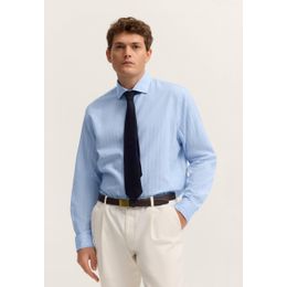 Businesshemd Bugatti "Loose Fit", Herren, Gr. 3XL, Normalgr&ouml;&szlig;en, 320, hellblau, Canvas, 85% Lyocell, 15% Leinen, gestreift, loose fit, Hemden Businesshemd, gestreift aus Leinen-Mix