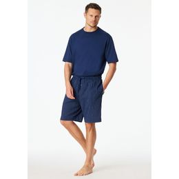 Pyjamashorts Schiesser "Mix + Relax", Herren, Gr. 52, N-Gr, 815, blau, Web, Obermaterial: 54% Baumwolle, 45% Viskose, 1% Elasthan, kniefrei, Hosen Pyjamashorts, mit Gummizug, Cotton-Mix, mit seitlichen Eingrifftaschen, Topseller