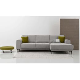 Ecksofa OTTO HOME "Polsterecke Oland, Struktur, Flachgewebe, Luxus-Microfaser, Boucle", grau (light grau), B:280cm H:85cm T:152cm, 100% Polyester, Sofas, Ecksofa, L-Form, 280 cm, Wellenunterfederung, Skandi-Design, Metallf&uuml;&szlig;e
