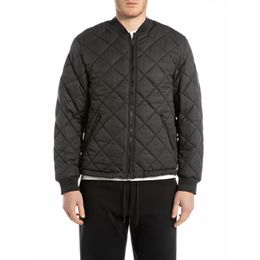 Steppjacke Replay, Herren, Gr. L, schwarz, Web, Obermaterial: 72% Polyester, 28% Polyamid. Futter: 100% Polyester. Wattierung: 100% Polyester, unifarben, regular fit normal, Rippb&uuml;ndchen, Jacken Steppjacke, im Bomberjacken-Stil, Regular Fit