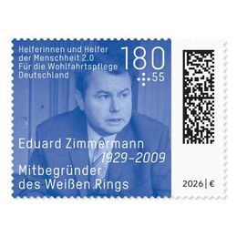 Helferinnen und Helfer der Menschheit 2.0 - "Eduard Zimmermann (1929-2009)", Briefmarke zu 1,80 + 0,55 &euro;, 10er-Bogen