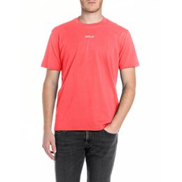 T-Shirt Replay, Herren, Gr. M, rot (poppy rot), Jersey, Obermaterial: 100% Baumwolle, regular fit normal, Rundhals, Shirts T-Shirt