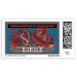 Limitierte Sonderedition "40 Jahre Rock am Ring" - Tiger, Briefmarke zu 0,95 EUR, 10er-Bogen