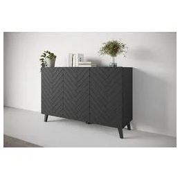 Sideboard Home Affaire "Phuket, Front MDF", schwarz (graphite schwarz matt, mdf), B:120cm H:76cm T:39cm, Sideboards, Sideboard, Modernes Sideboard mit 6 F&auml;chern, Breite 120 cm
