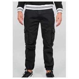Cargohose Alpha Industries "Jet Pant", Damen, Gr. 38, N-Gr, schwarz, Web, Obermaterial: 100% Baumwolle, unifarben, normal lang, Hosen Cargohose, mit seitlichen Cargotaschen und Kordelzug am Beinabschluss