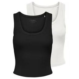 Tanktop Only "ONLEASY S/L TANK TOP JRS 2 PACK", Damen, Gr. XL (42), wei&szlig; (schwarz pack:cloud dancer), Jersey, Obermaterial: 95% Baumwolle, 5% Elasthan, unifarben, normal, Rundhals, Tops Tanktop, Baumwollmischung, regular fit