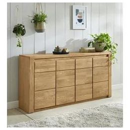 Sideboard OTTO HOME "Burani", braun (eiche teilmassiv), B:164cm H:80cm T:35cm, FSC-zertifiziertes teilmassives Holz, Sideboards, Sideboard, grifflose Optik