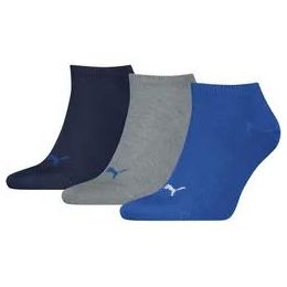 Sneakersocken Puma "Puma UNISEX SNEAKER PLAIN", Herren, Gr. 39-42, blau (1x royalblau, 1x grau, meliert, 1x marine), Baumwollmischung, meliert, unifarben, Socken Sneakersocken, mit kleinem Logo