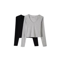 Bershka Shirt female Grey, Black size L