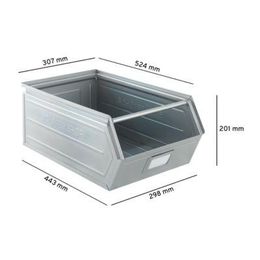Sch&auml;fer Shop Sch&auml;fer Shop Select Sichtlagerkasten, mit Tragestab, L 524 x B 307 x H 201 mm, 26 l, 120 kg, Stahl, galvanisch verzinkt