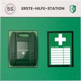 PAPERFLOW Shadowboard &bdquo;Erste-Hilfe-Station&ldquo;, Wandmontage, f&uuml;r 1 Erste-Hilfe-Kasten/1 Inforahmen, erweiterbar, B 750 x H 750 mm, gr&uuml;n