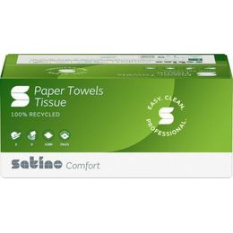 satino Falthandt&uuml;cher Comfort, 2-lagig, V-Falzung, mit Pr&auml;gung, L 230 x B 250 mm, 100 % Recycling-Papier, hochwei&szlig;, 3200 Blatt