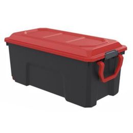 PAPERFLOW Aufbewahrungsbox Locker, 75 L, Polypropylen, fahrbar mit Rollen, scharnierter Deckel, stapelbar, L 777 x B 395 x H 340 mm, schwarz/rot