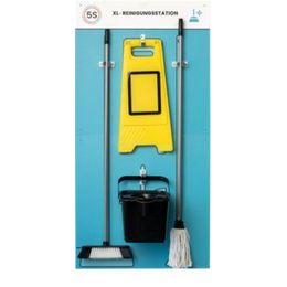 PAPERFLOW Shadowboard &bdquo;XL-Reinigungsstation&ldquo;, 2-teilig, Wandmontage, f&uuml;r 2 Besen/1 Eimer/1 Aufsteller, erweiterbar, B 750 x H 1500 mm, blau