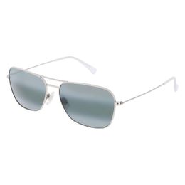 Maui Jim MJ0675S | Herren-Sonnenbrille | Fassung: Vollrand, Quadratisch, Metall, Silber | Glasfarbe: Grau