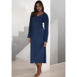 Lascana Strickkleid mehrfarbig Gr. 36/38 f&uuml;r Damen. V-Ausschnitt und Bindeband. Figurumspielend