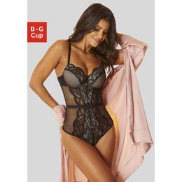 Lascana Body schwarz Gr. 75 Cup F f&uuml;r Damen. Mit B&uuml;gel. Eng