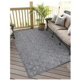 Teppich Carpet City "In-& Outdoorteppich Santorini 446, 3D-Effekt, Geo-Muster", grau (anthrazit), B:280cm H:5mm L:380cm, Polypropylen, Teppiche, Teppich, Wetterfest & UV-best&auml;ndig f&uuml;r Terrasse, Balkon, K&uuml;che, Flur