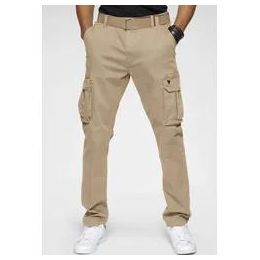H.I.S. Cargohose H.I.S, Herren, Gr. 36, N-Gr, beige, Web, Obermaterial: 98% Baumwolle, 2% Elasthan, unifarben, regular fit lang, Hosen Cargohose